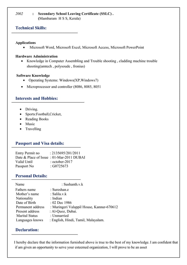 SUSHANTH cv | PDF