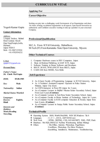 Resume for Computer Science Faculty | DOCX
