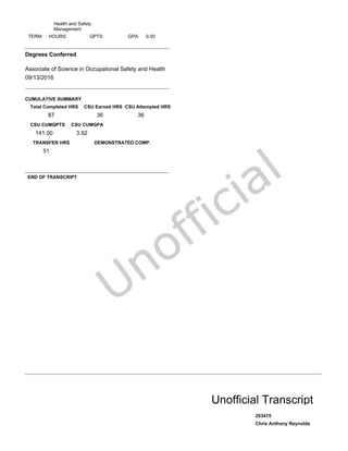 CSU Transcript 12-10-2016 | PDF