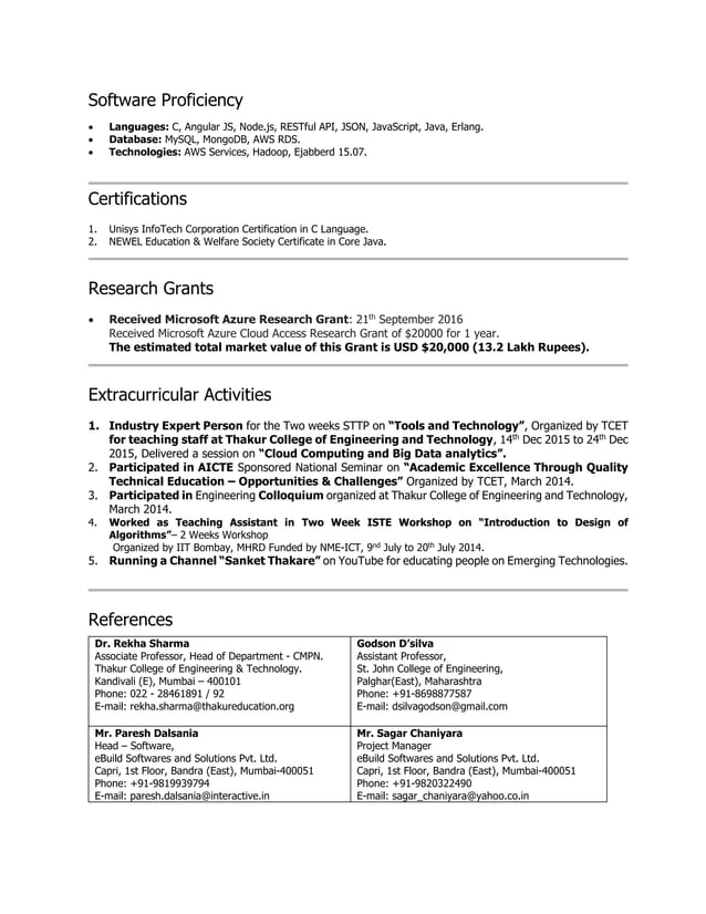 Sanket Thakare- CV- Jan 2016 | PDF