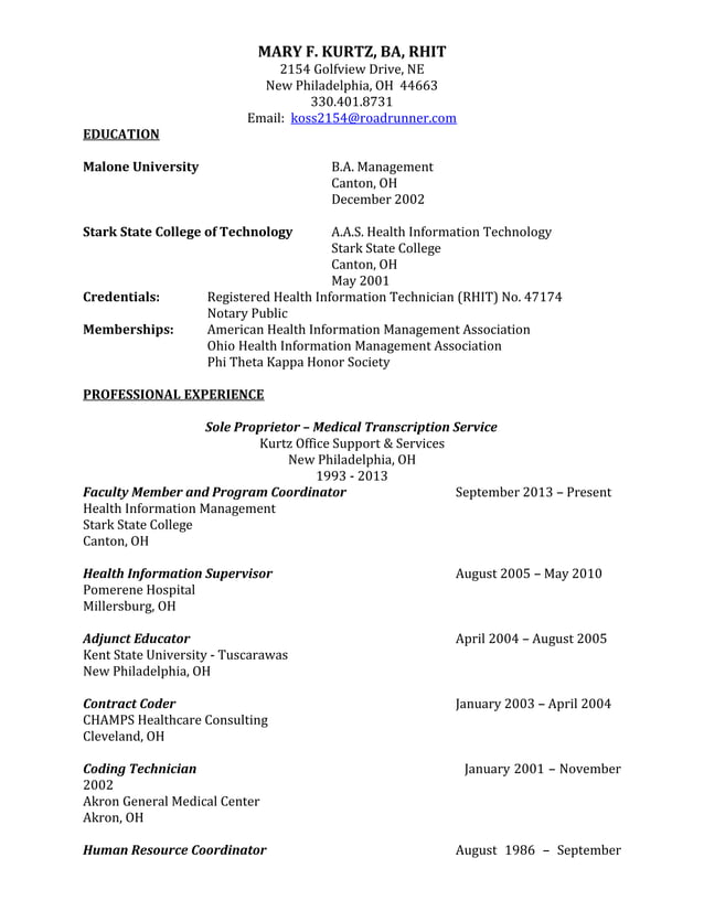 Mary Kurtz Resume 2015 | PDF