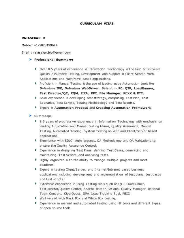 Rajasekar Resume QA | DOCX | Computer Software and Applications | Computing