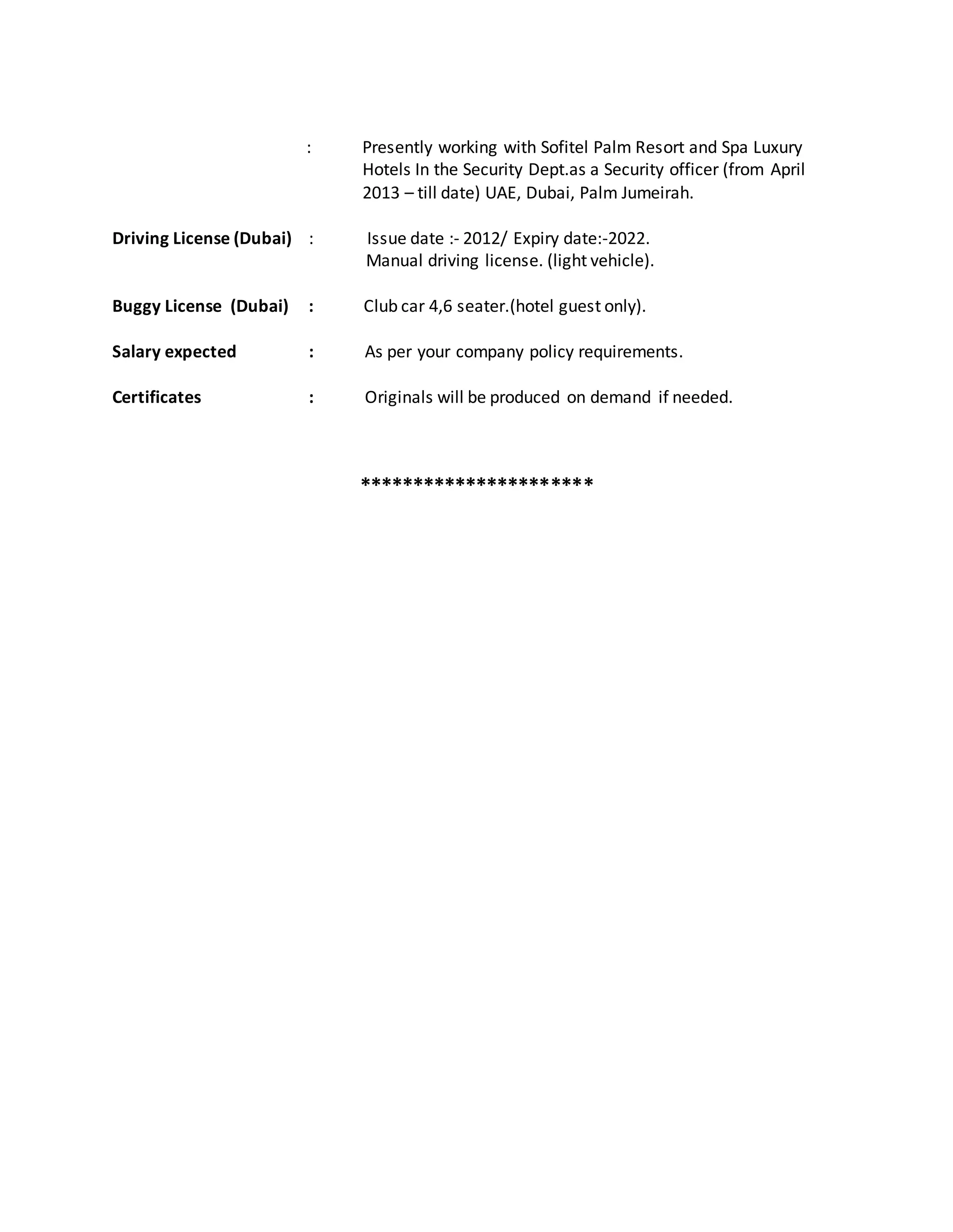 resume c.v. new updated. | DOCX | Hotels and Motels | Travel Type