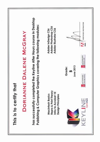 Dorianne McGray - Keyline DTP Certificate | PDF