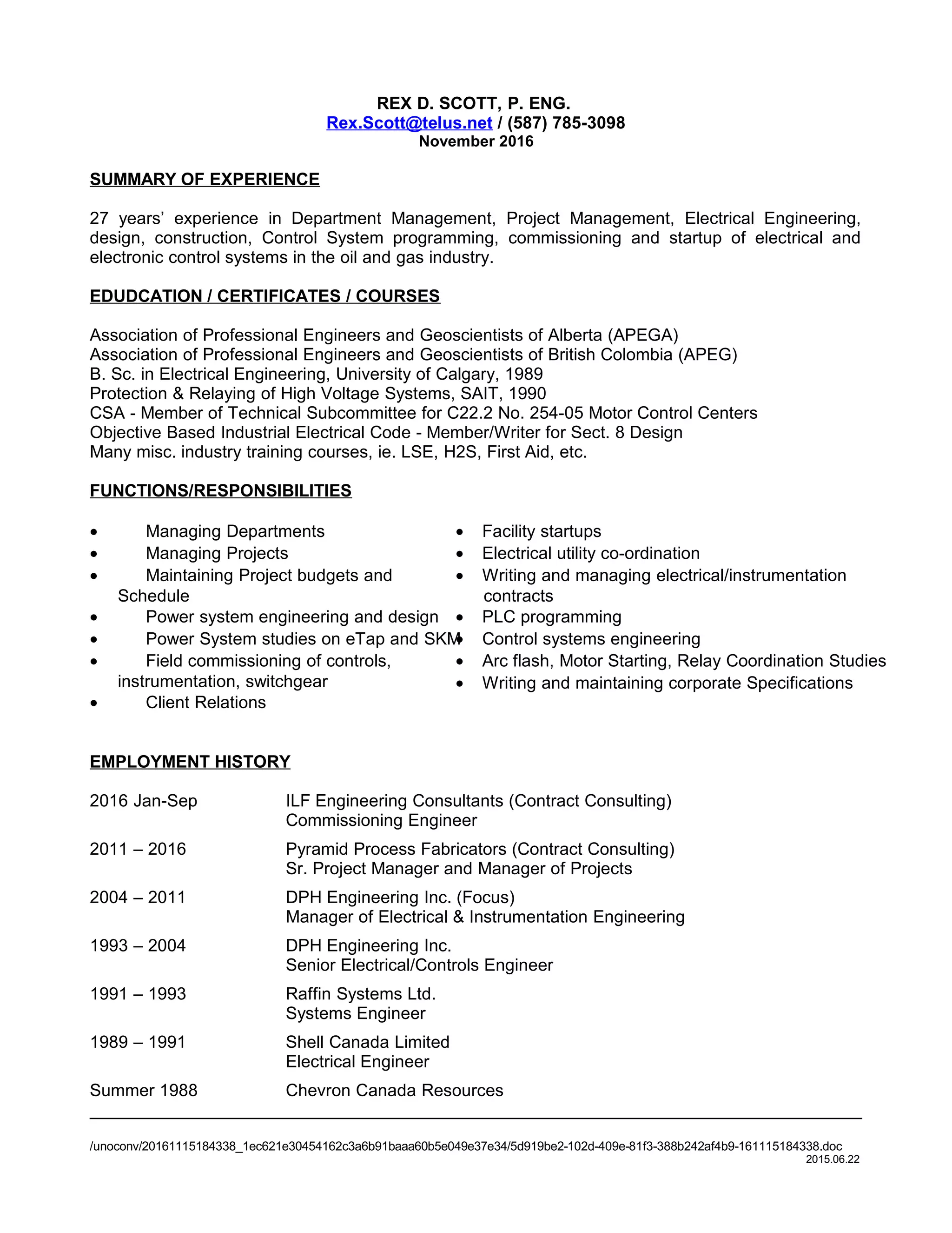 Rex Scott 2016-11-03 resume | PDF