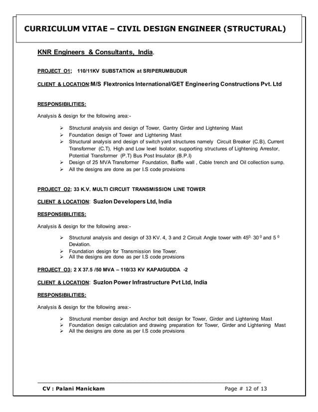 PALANI CIVIL & STRUCTURAL ENGINEER | DOCX