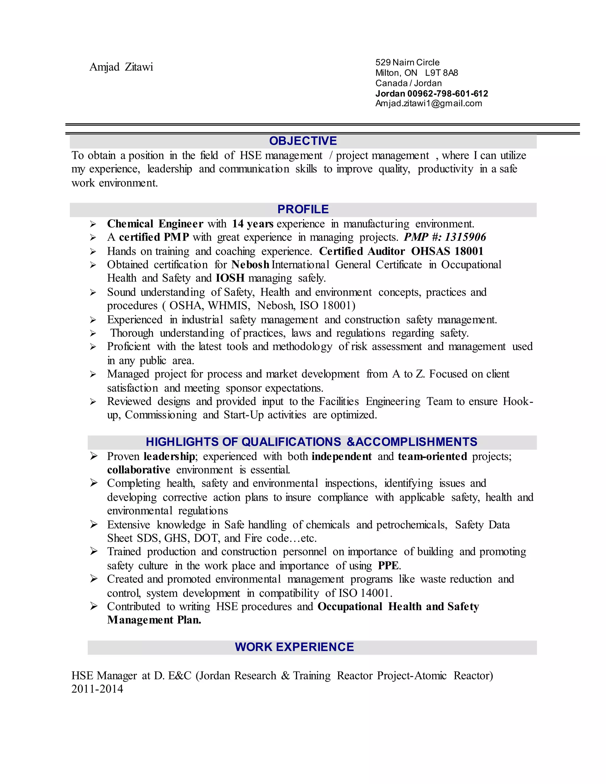 HSE resume link | PDF