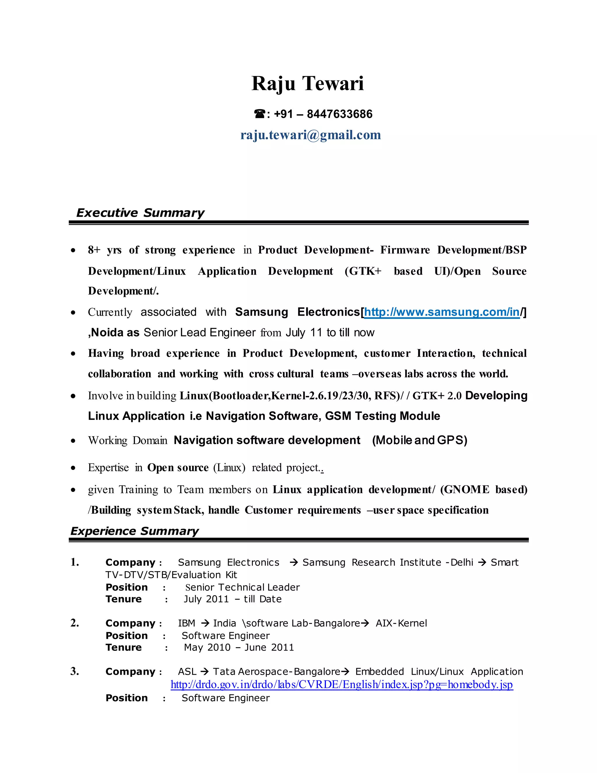 Raju Tiwari-Resume-8+ | DOCX | Operating Systems | Computer Software and Applications