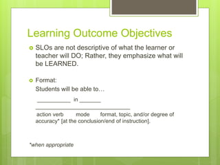 ELF SLOs Adapting Program and Students’ Learning Outcomes January 2014 ...