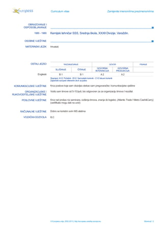 Životopis Lenčić Davor | PDF