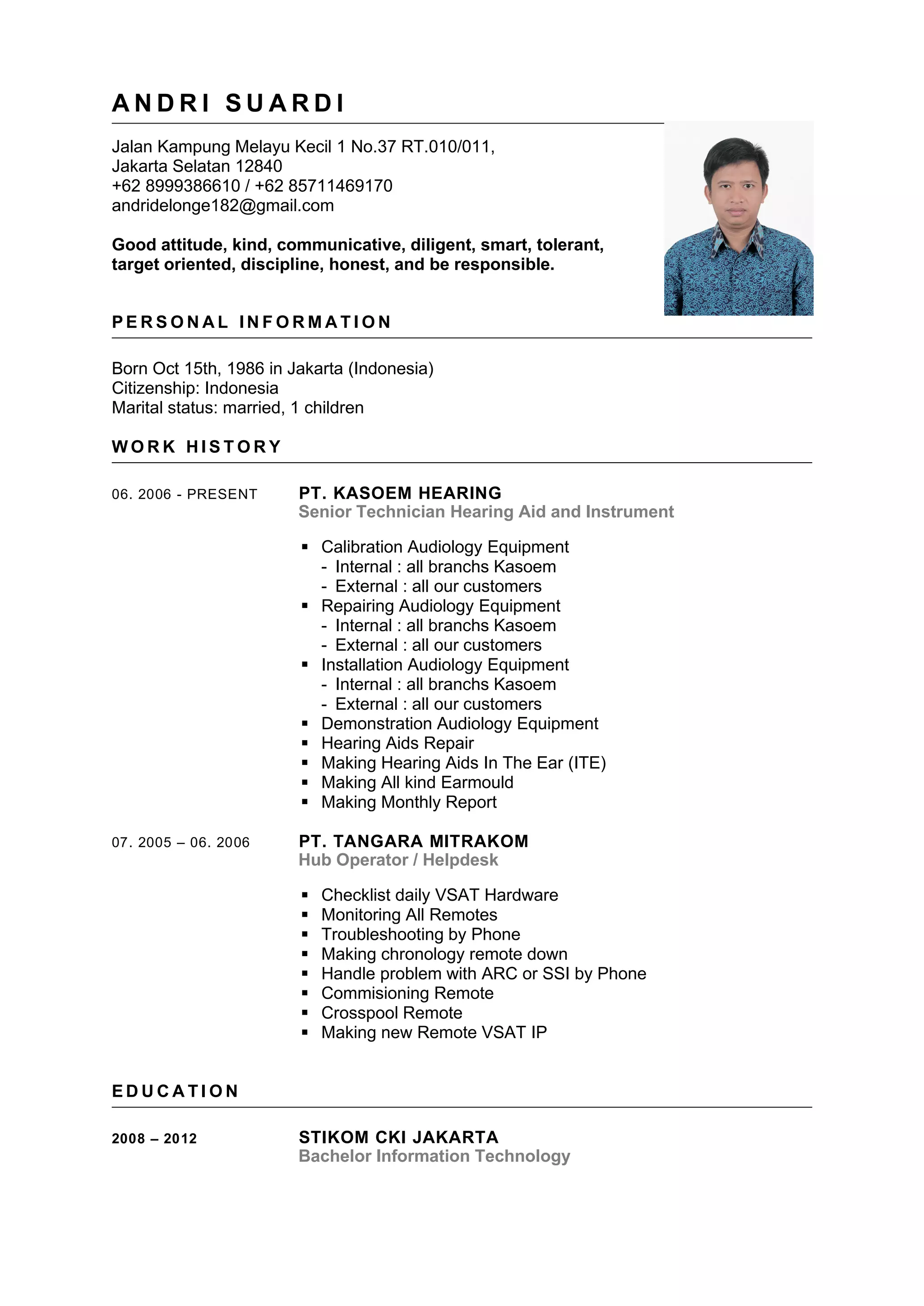 cv andri inggris | PDF