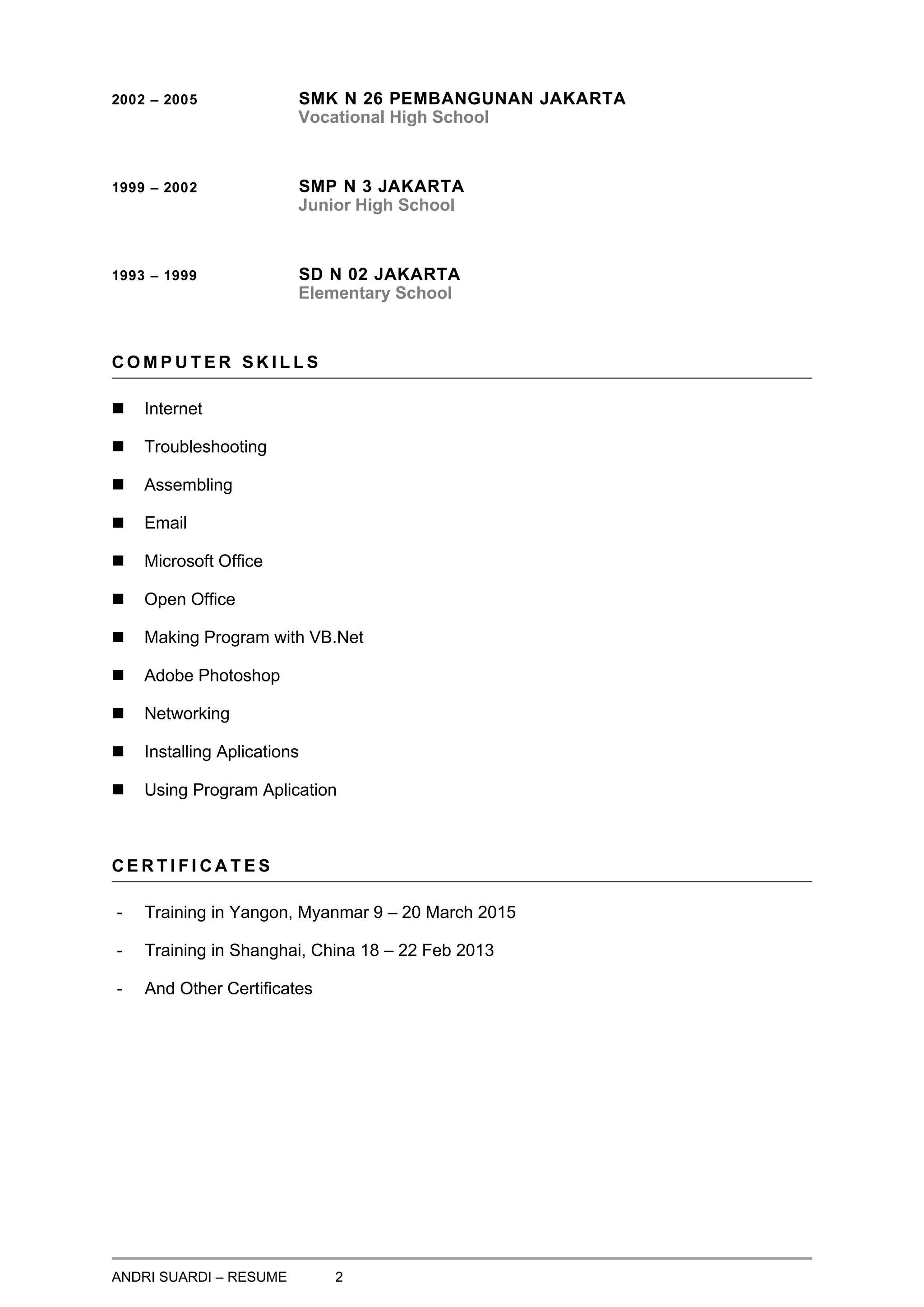 cv andri inggris | PDF