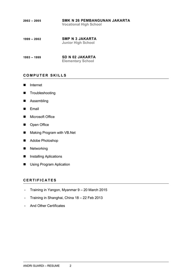 cv andri inggris | PDF