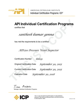 API-510 Certificate | PDF