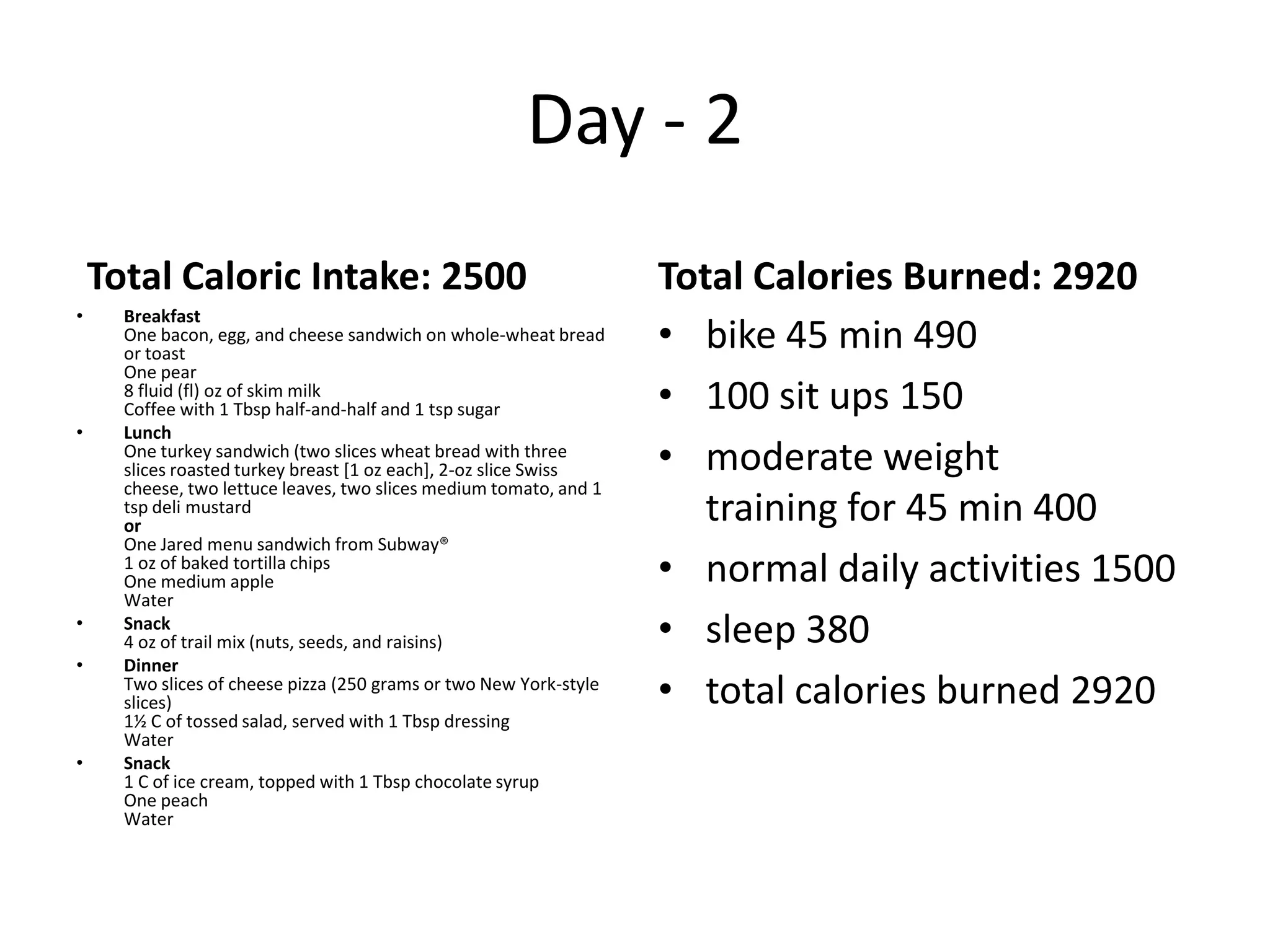 5 day – 2500 calorie meal plan | PPTX | Nutrition | Healthy Living