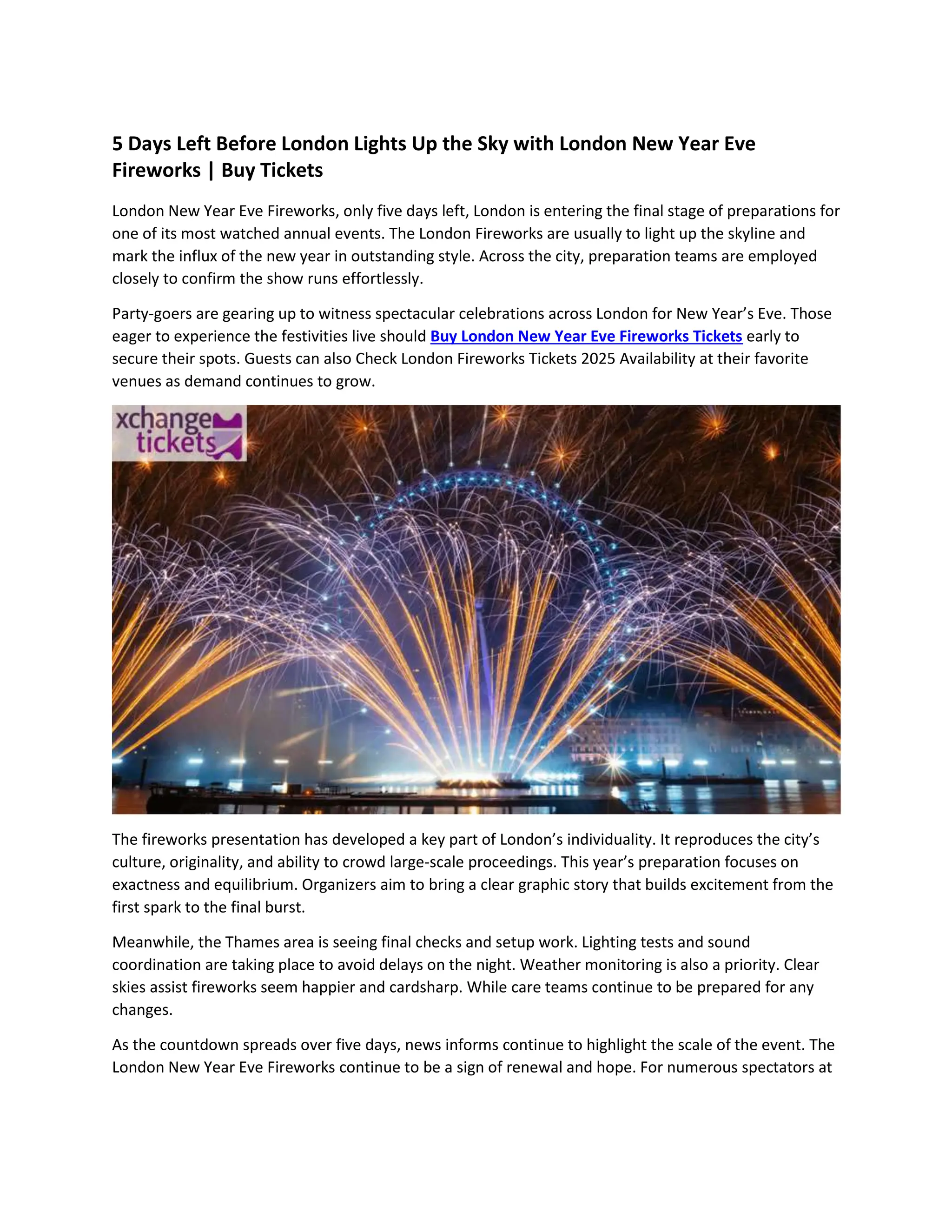 5 Days Left Before London Lights Up the Sky with London New Year Eve ...