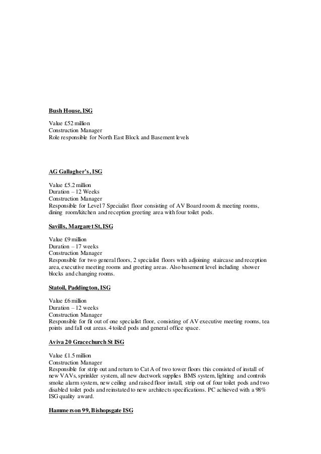 Dave Arkell Latest CV