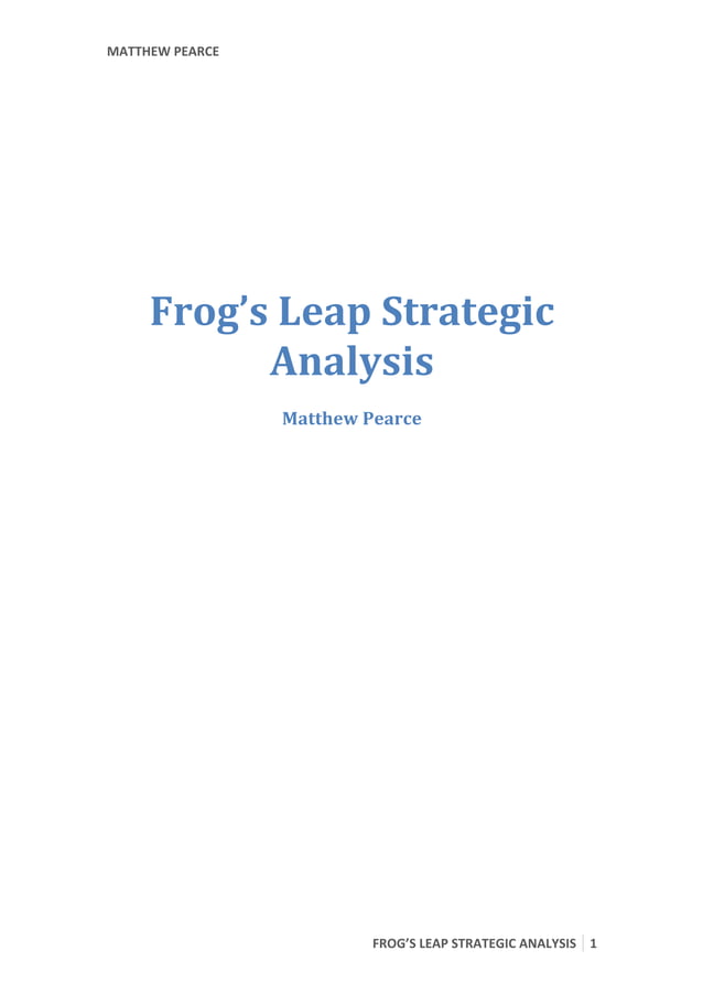 Frog's Leap Winery- Strategic Analysis | PDF