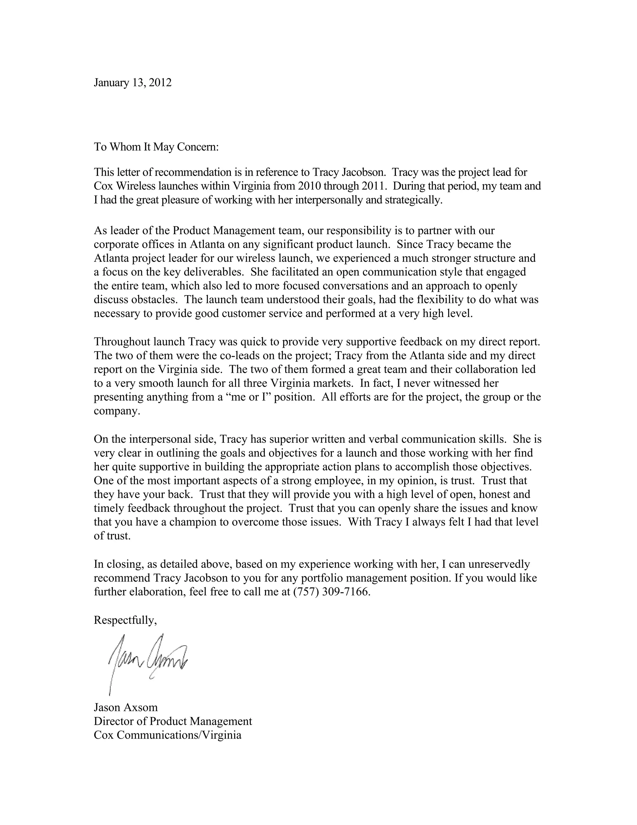 Tracy Jacobson Recommendation Letter | DOC
