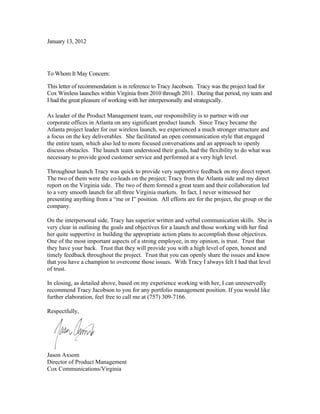 Tracy Jacobson Recommendation Letter | DOC
