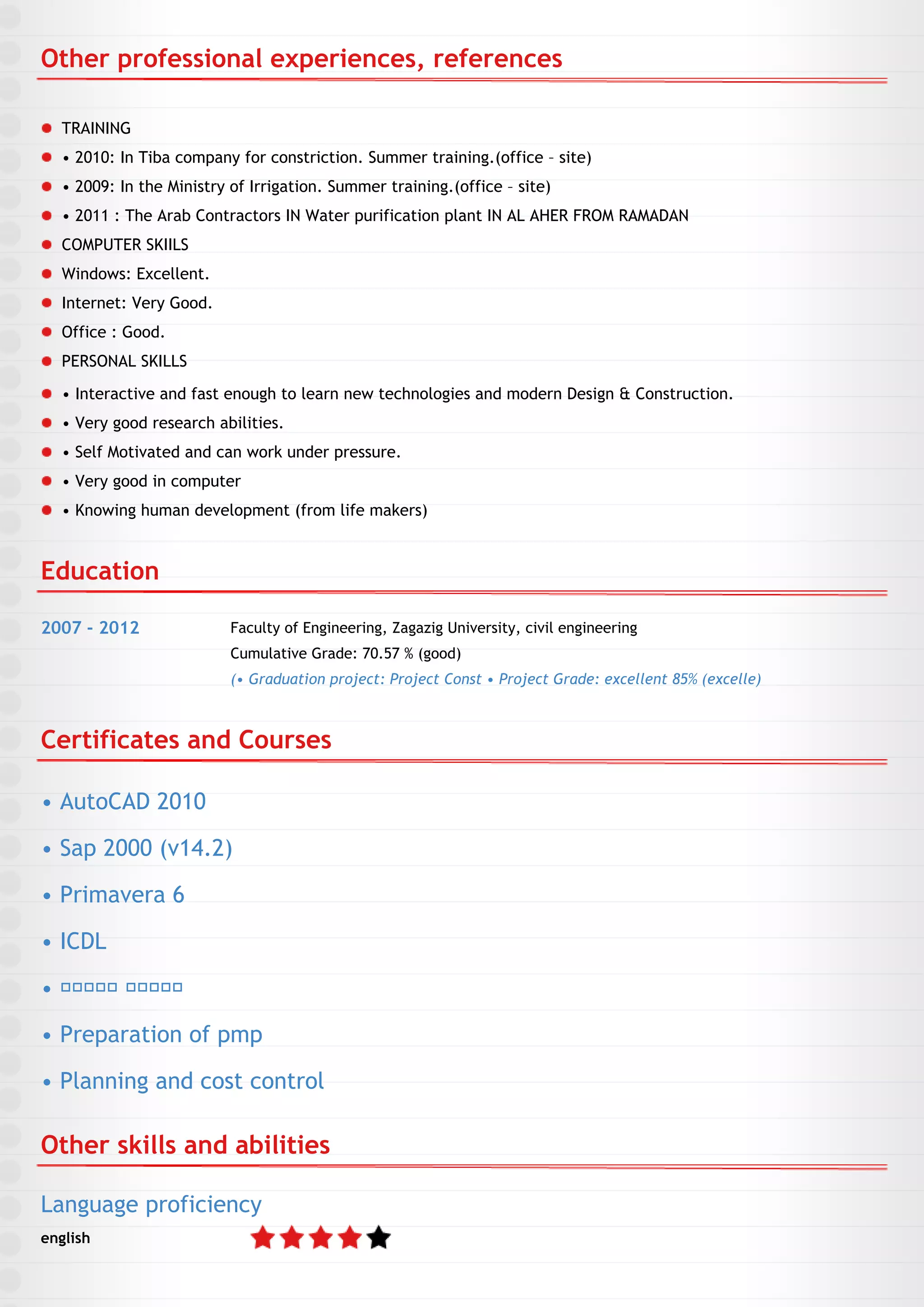 CV_amr-mohamed-abd-eldeym | PDF | Civil Engineering Industry | Industries