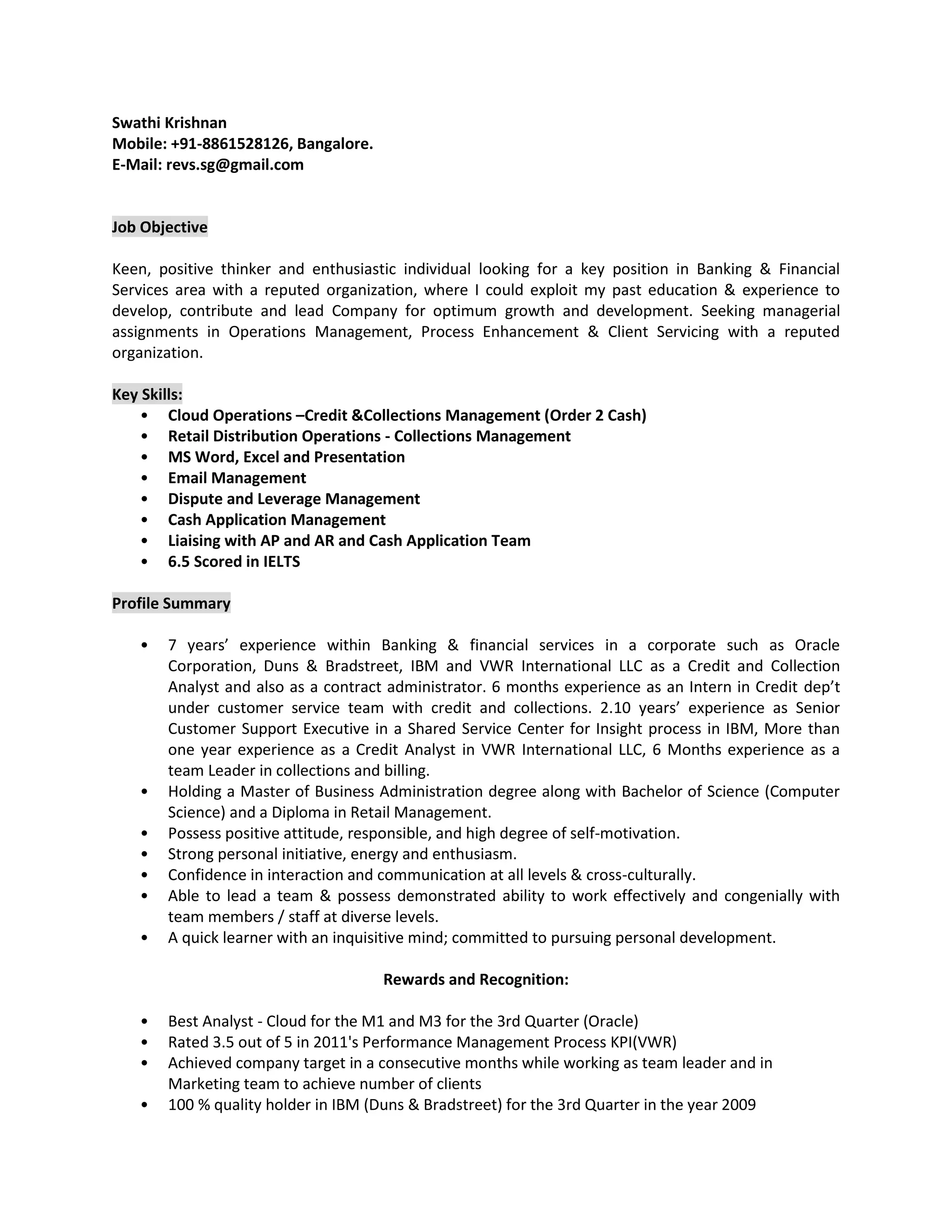 Swathi Krishnan - Resume | PDF