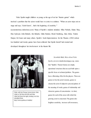 viola spolin | DOCX | Theater | Fine Art