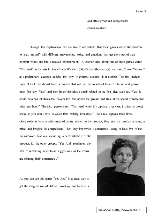 viola spolin | DOCX | Theater | Fine Art