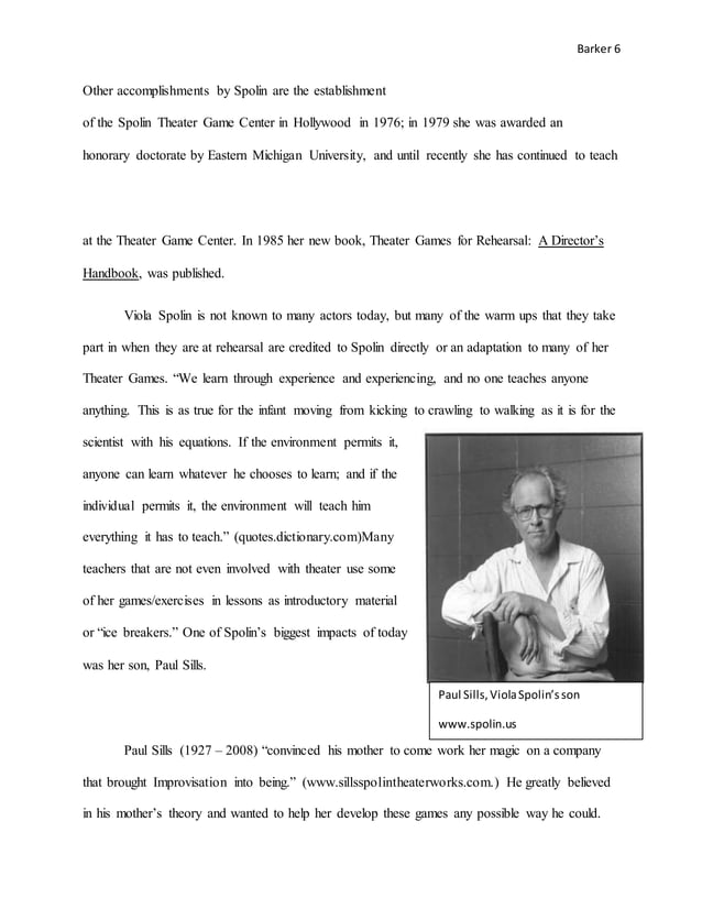 viola spolin | DOCX | Theater | Fine Art