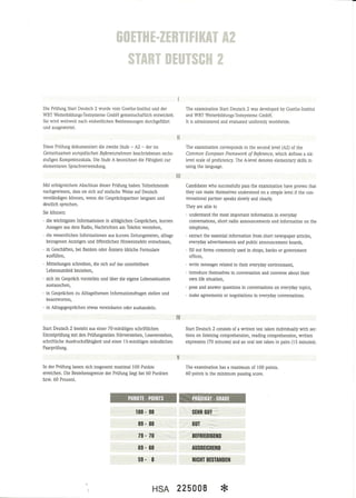 German Certificate - A2 | PDF