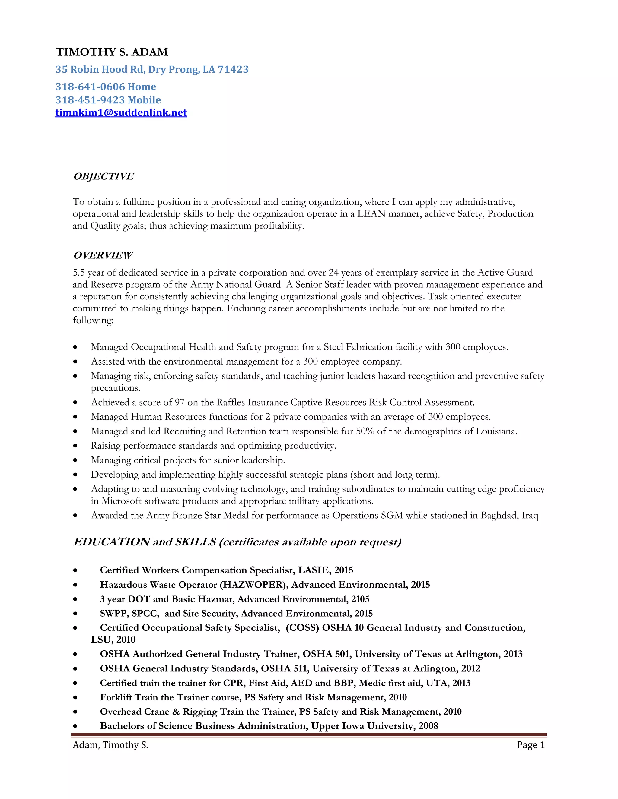 Tim Adam Resume_081615 | PDF