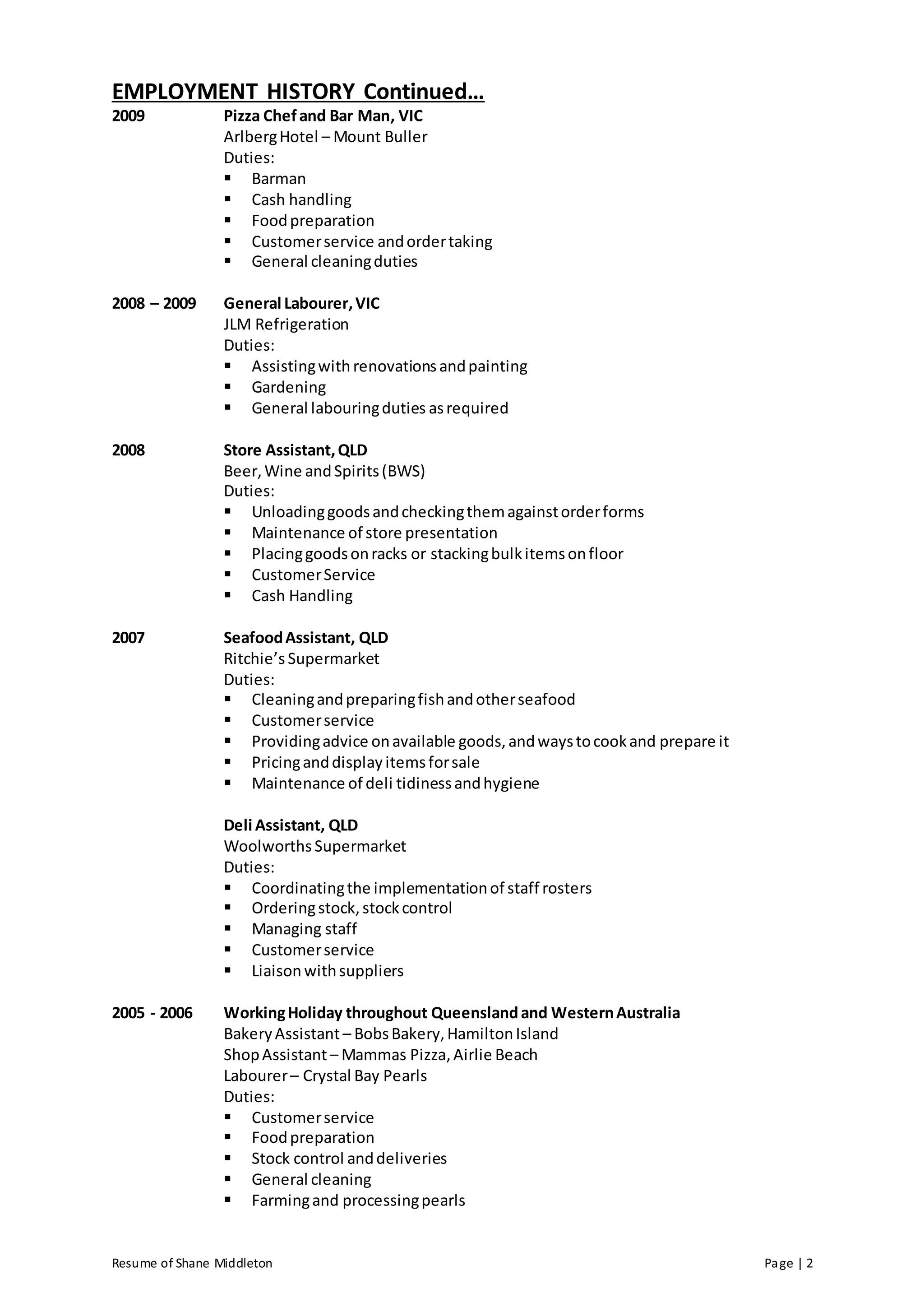 Shane Middleton resume | PDF