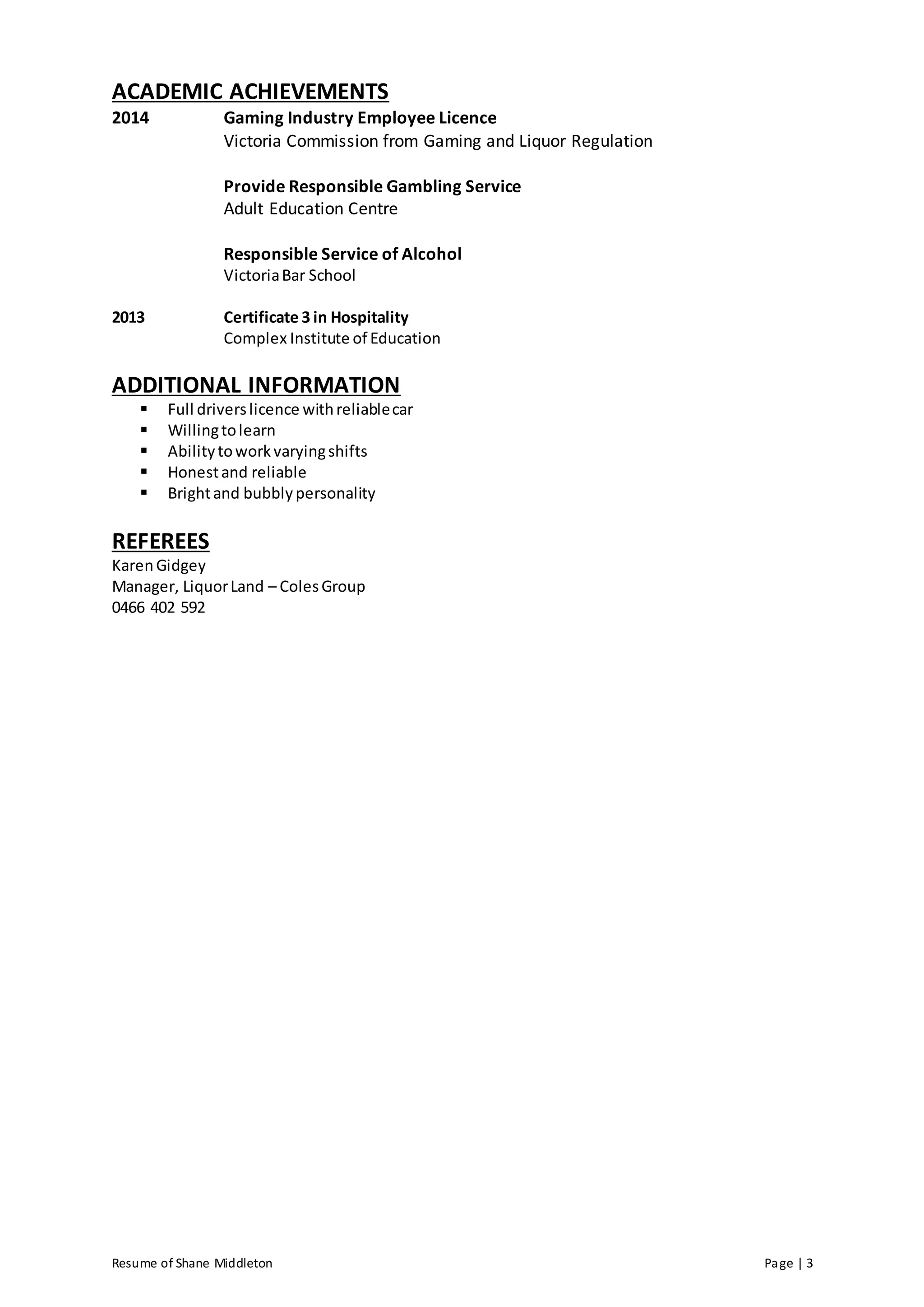 Shane Middleton resume | PDF