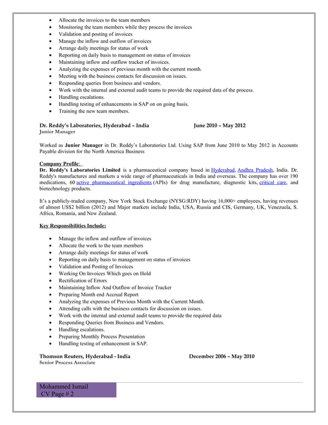 Ismail CV | DOC | Business Accounting & Finance | Business