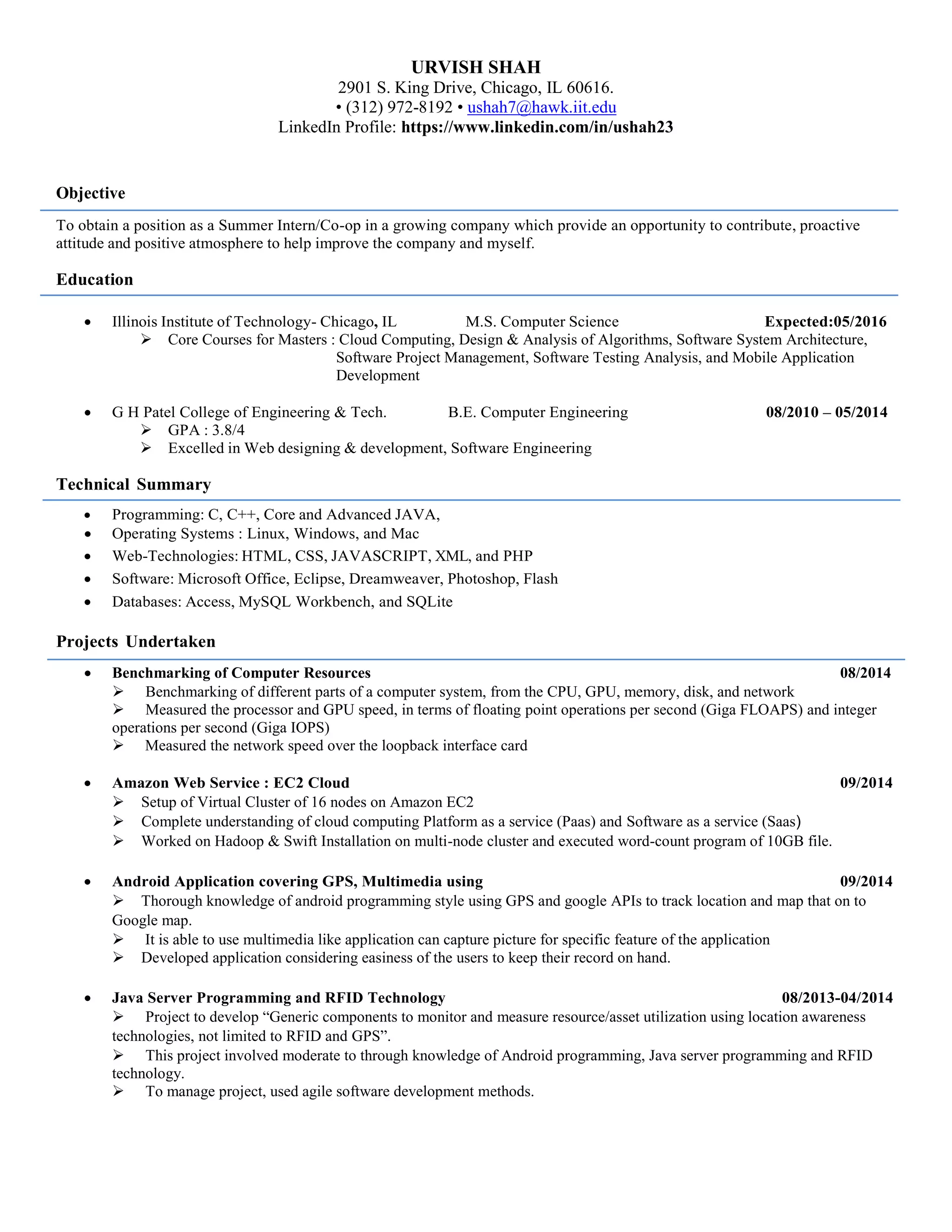 URVISH-RESUME-Intern | PDF