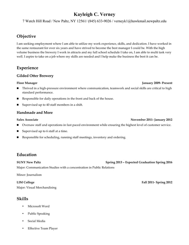 Kayleigh Verney Resume | PDF
