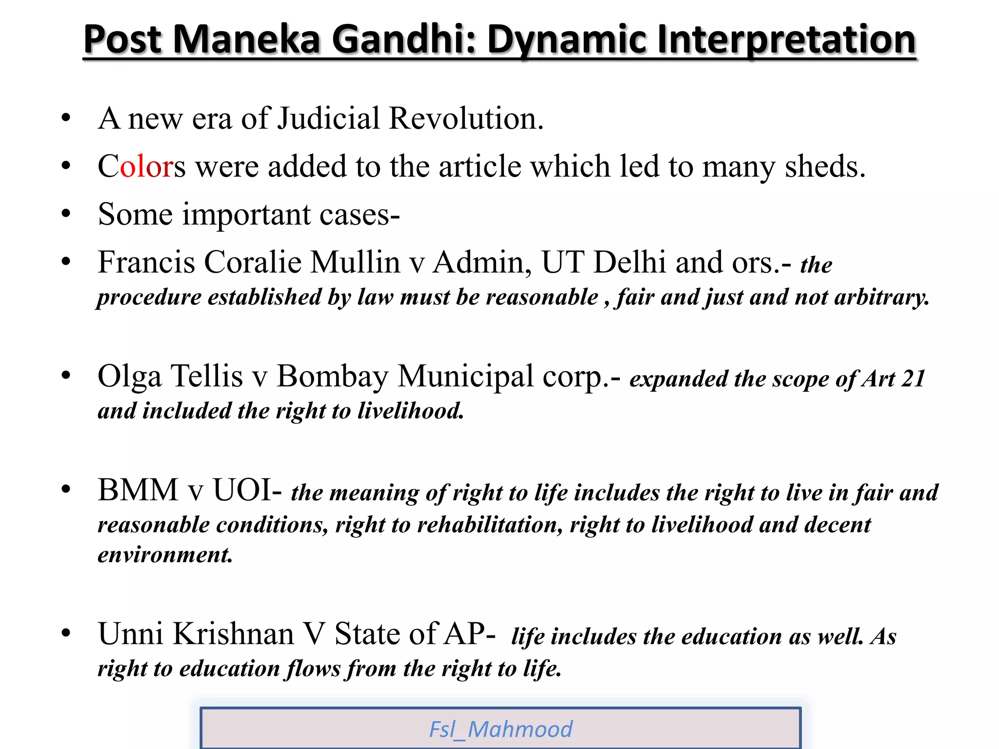 The Expanding Horizon of Article21 (Indian Constitution) | PPTX