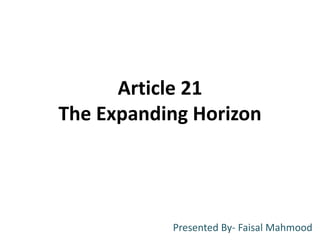 The Expanding Horizon of Article21 (Indian Constitution) | PPTX