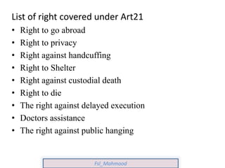 The Expanding Horizon of Article21 (Indian Constitution) | PPTX