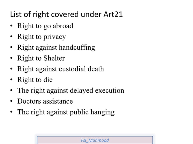 The Expanding Horizon of Article21 (Indian Constitution) | PPTX | Law