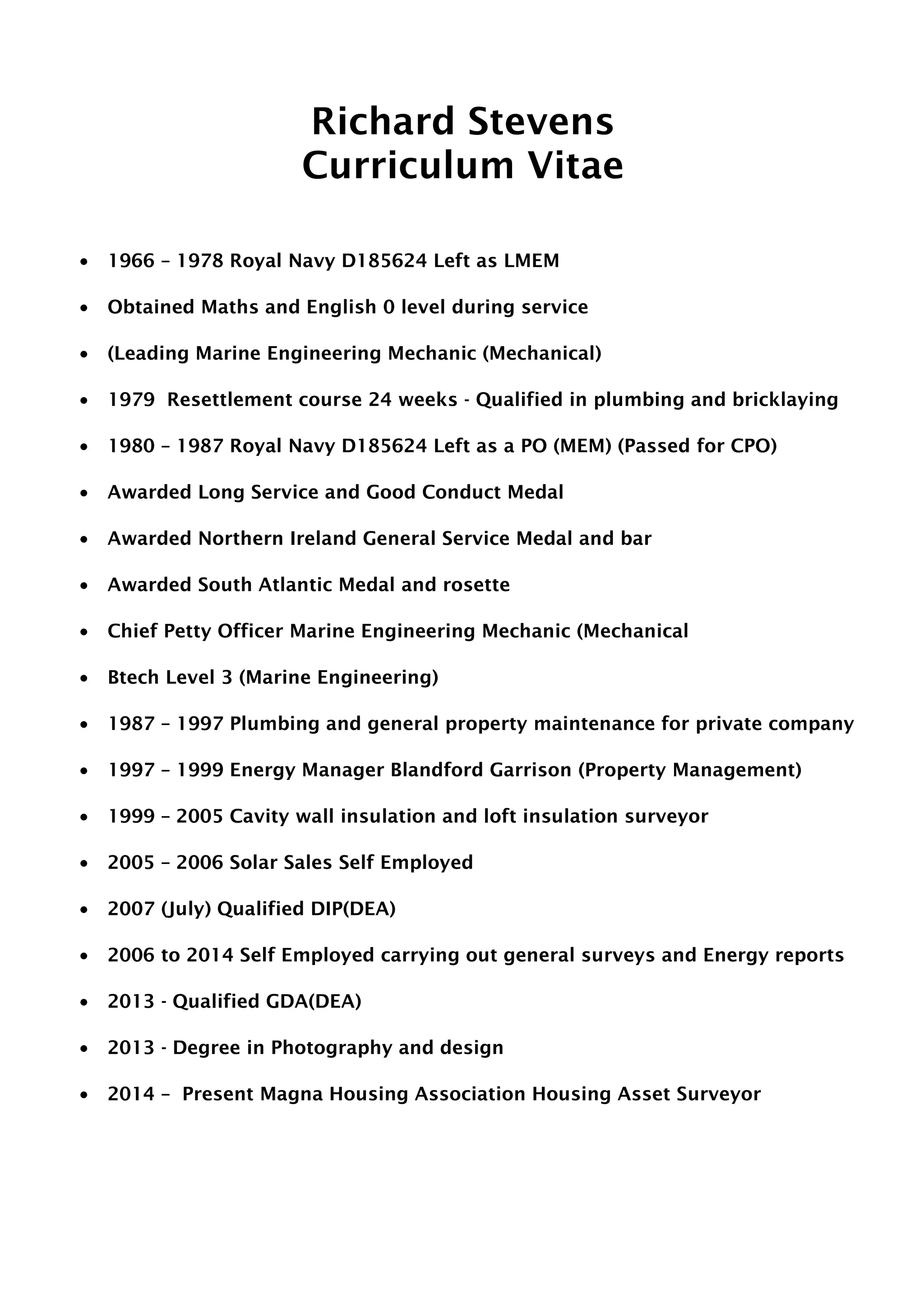 Richard Stevens cv | PDF