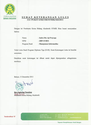 Surat Keterangan Lulus | PDF