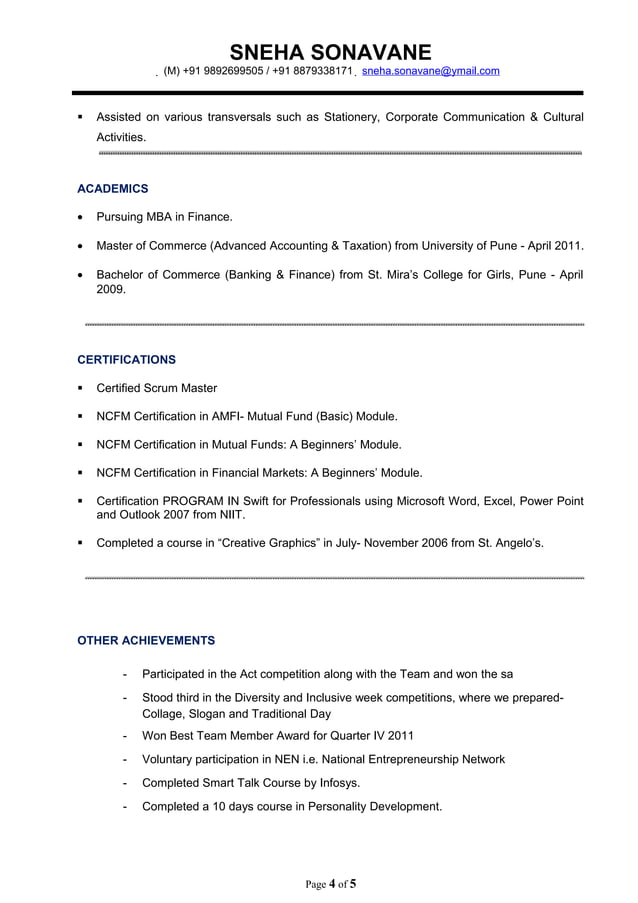 Sneha Sonavane_CV_2016 | PDF