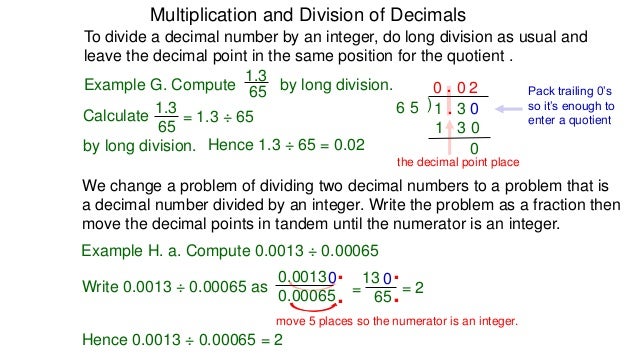 5 Decimals, Arithmetic Of Decimals
