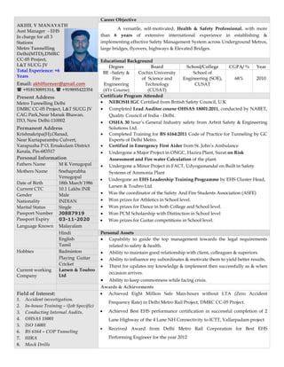Mr.Akhil V Manayath- HSE CV | PDF