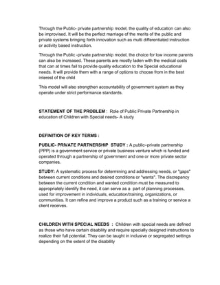 Role of PPP in education of CWSN - A study FINAL | PDF | Special Needs ...