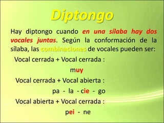 La sílaba y su estructura en ejercicios y prácticas | PPT