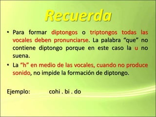 La sílaba y su estructura en ejercicios y prácticas | PPT