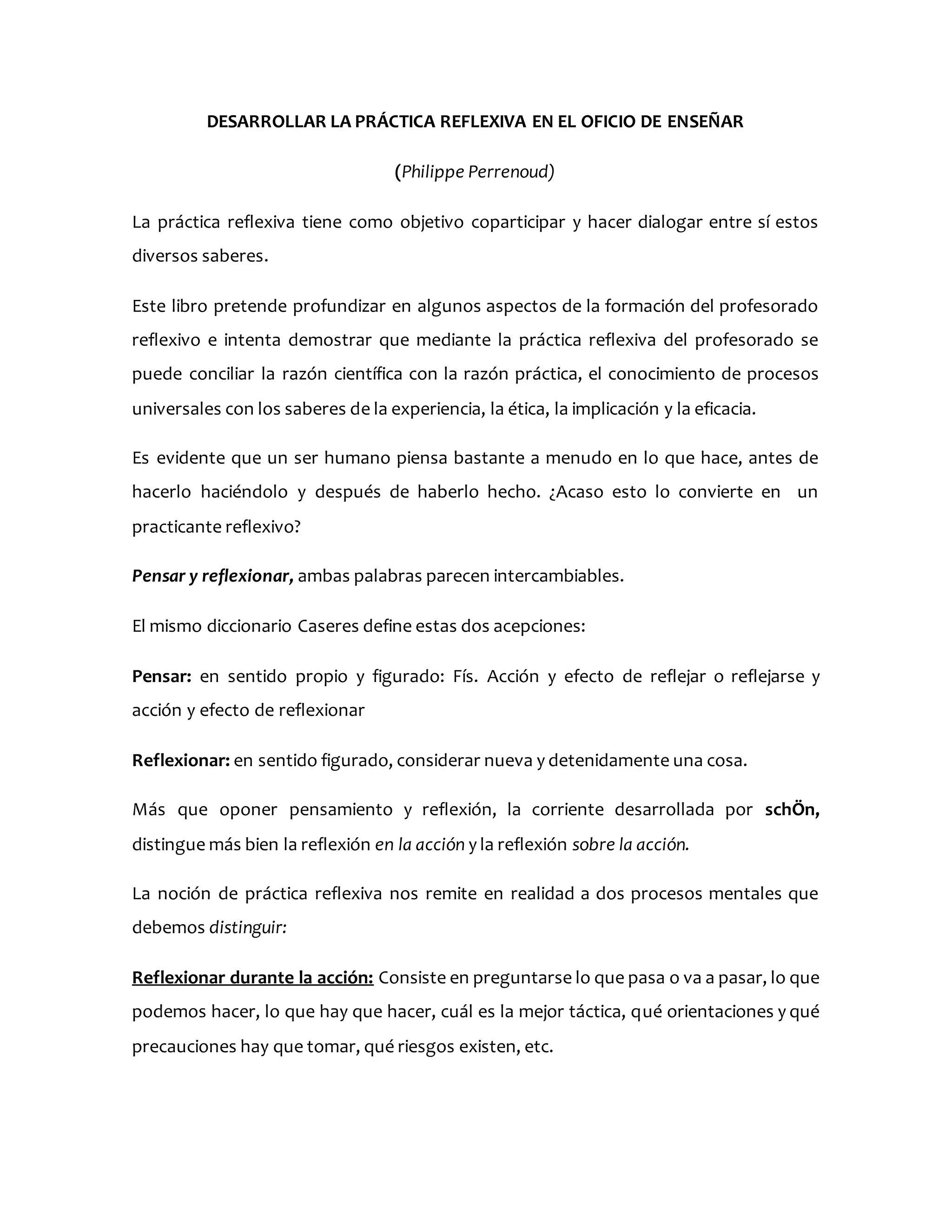 Desarrollar la práctica reflexiva | DOCX