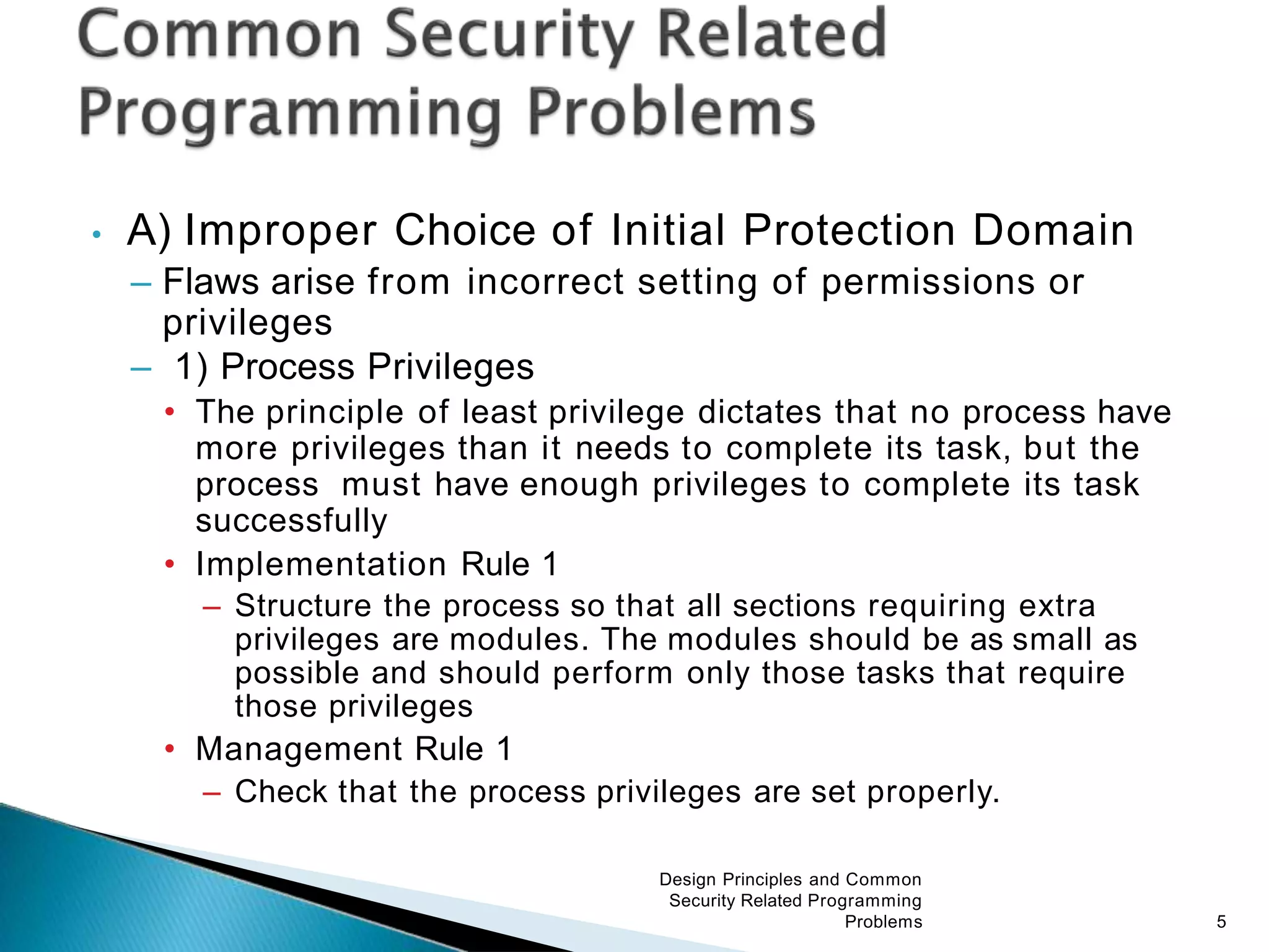 Design principles and common security related programming principles | PPT